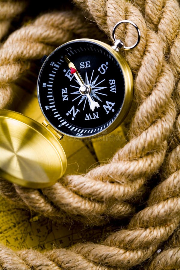 Compass & Rope and Old Map Stock Image - Image of americas, idea: 6324593