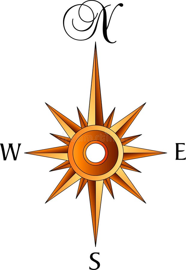 Golden compass rose stock illustration. Illustration of positioning ...