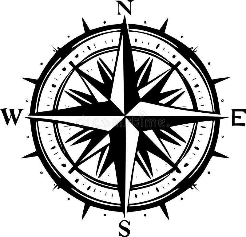 Compass Rose - Black and White Isolated Icon - Vector Illustration ...