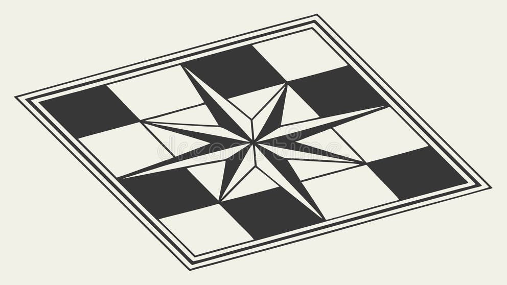 Compass Rose on Chessboard Strategy Navigation Vector, Vector Design ...