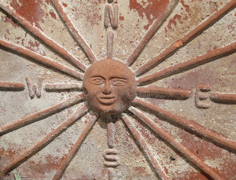 Compass Rose or Compass Card with the Sun in the Centre on a Ceramic ...