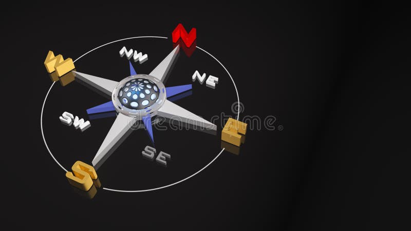 Compass Rose in 3D Illustration Stock Illustration - Illustration of ...