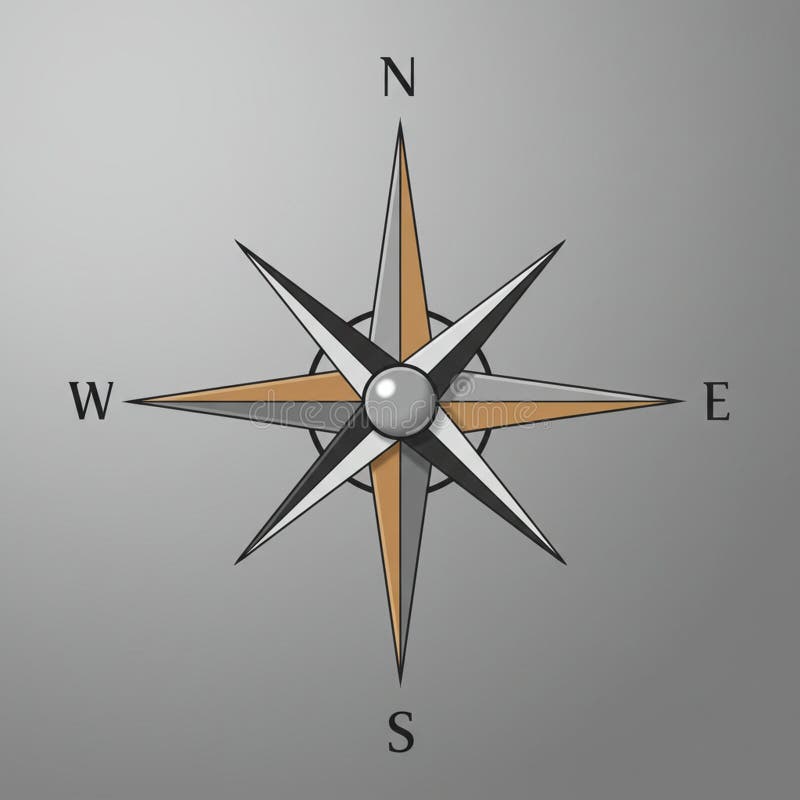 Compass Rose Featuring Eight Points with Alternating Gold and Gray ...