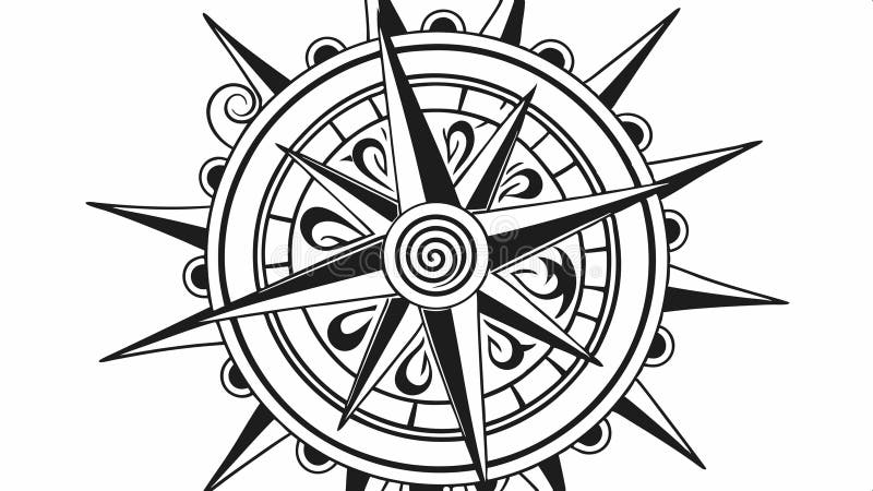 Compass Rose with Geometric Patterns Navigation Direction Vector Design ...