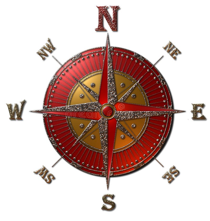 Compass Rose (Gold & Red) Stock Illustration - Illustration of gold ...