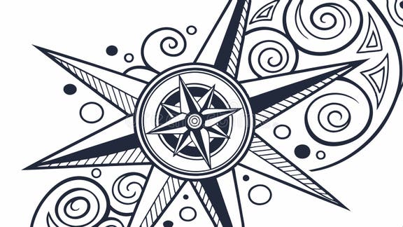 Compass Rose Graphic Geometric Pattern Navigation Symbol Vector Design ...