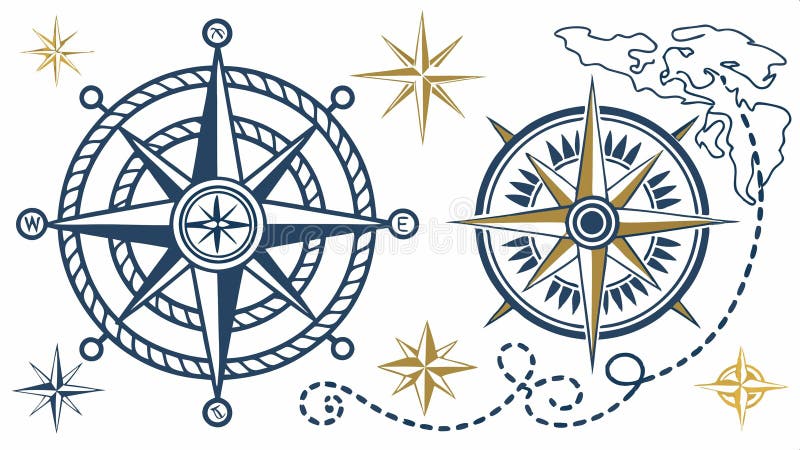 Compass Rose Graphic, Nautical Navigation Design for Travel Themes and ...