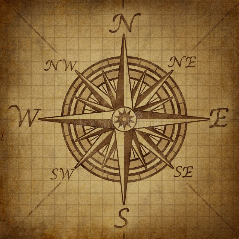 Compass Rose with Grunge Texture Stock Illustration - Illustration of ...