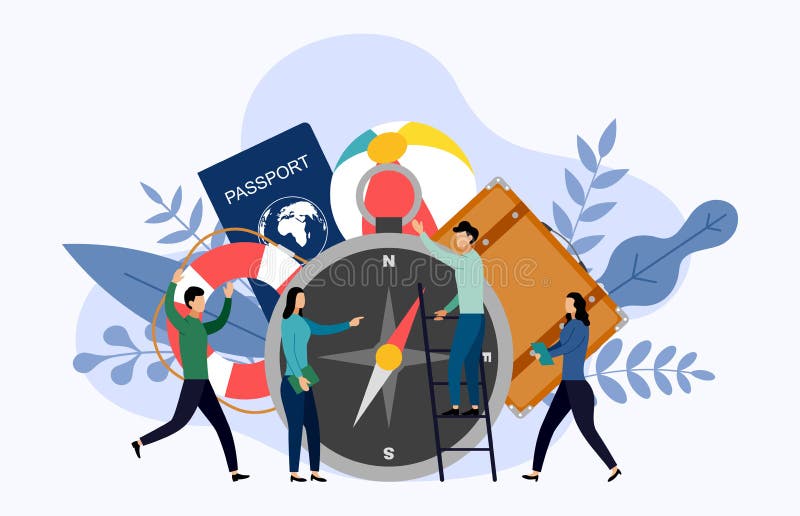 Compass Rose with Human Concepts Stock Vector - Illustration of buoy ...