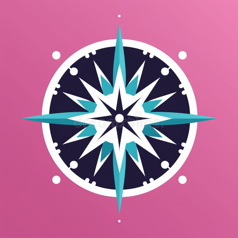 A Compass Rose Icon on a Pink Background Stock Illustration ...