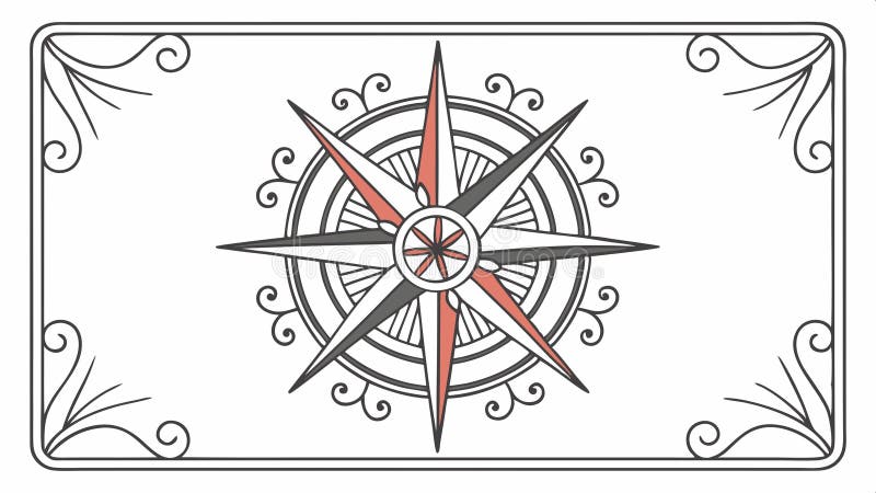 Compass Rose Inside a Decorative Rectangular Frame, Navigation Theme Vector Design Generative AI ...