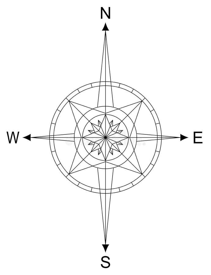 Mandala Vector with Compass Rose on an Isolated White Background. Stock ...