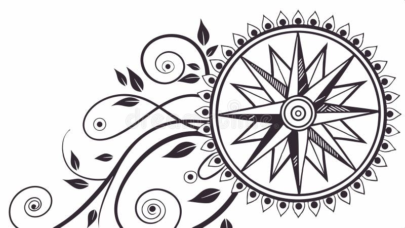 Compass Rose with Leaves , Navigational and Nature Inspired Design ...