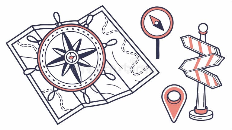 Compass Rose and Map Pointer, Direction and Navigation Tools Vector ...
