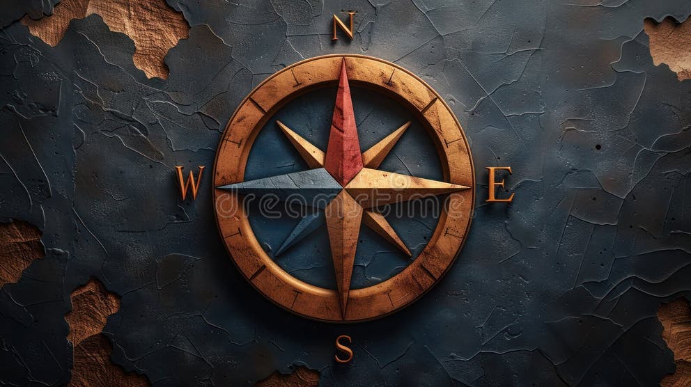 Compass Rose Navigation Icon Vector Illustration Flat Design Stock ...