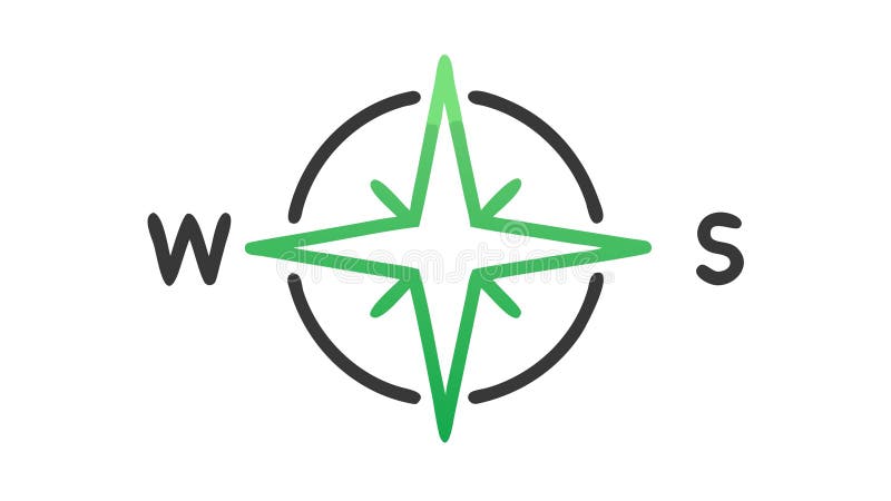 Compass Rose Outline Icon Navigation Direction Cardinal Points, Vector ...