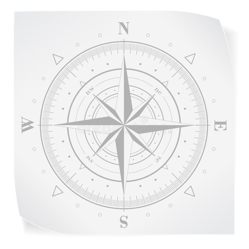 Compass Rose Over Paper Sticker Stock Vector - Illustration of note ...