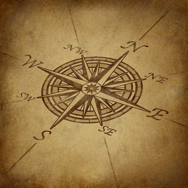 Compass Rose with Grunge Texture Stock Illustration - Illustration of ...