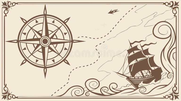 Compass Rose Ship Nautical Exploration Graphic Element Vector Design ...