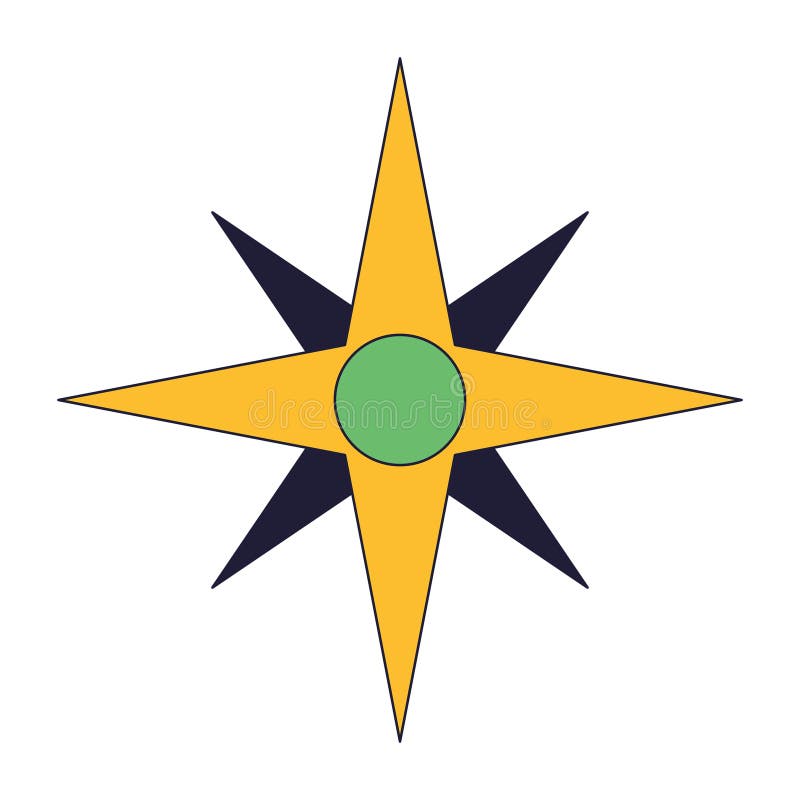 Compass Rose Showing Direction Flat Line Color Isolated Vector Object ...