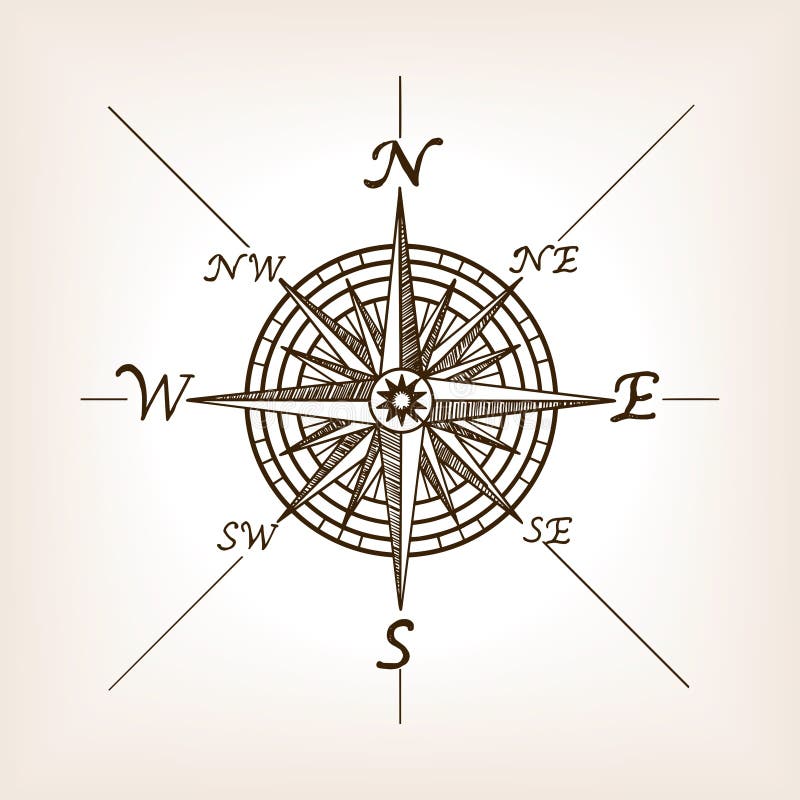 Compass Rose Sketch Style Vector Illustration Stock Vector ...