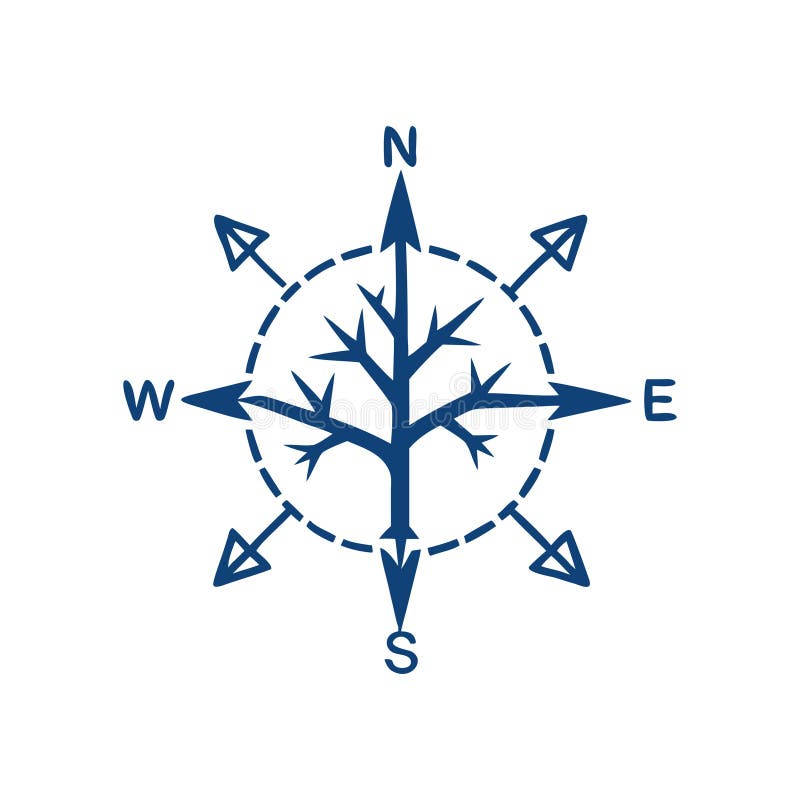 Compass Rose Tree of Life Black and White Graphic Design Illustration ...