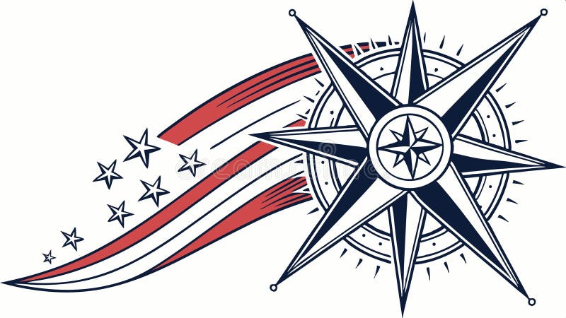Compass Rose and US Flag Elements Symbolizing Direction and Freedom ...