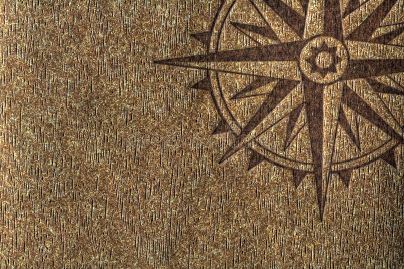 Compass Rose on Wood Texture Stock Illustration - Illustration of ...