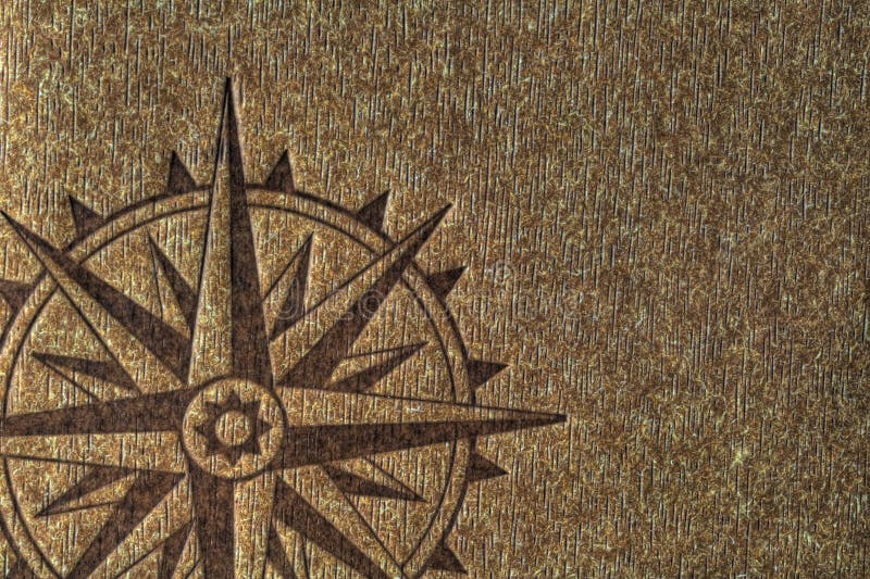 Compass Rose on Wood Texture Stock Illustration - Illustration of ...
