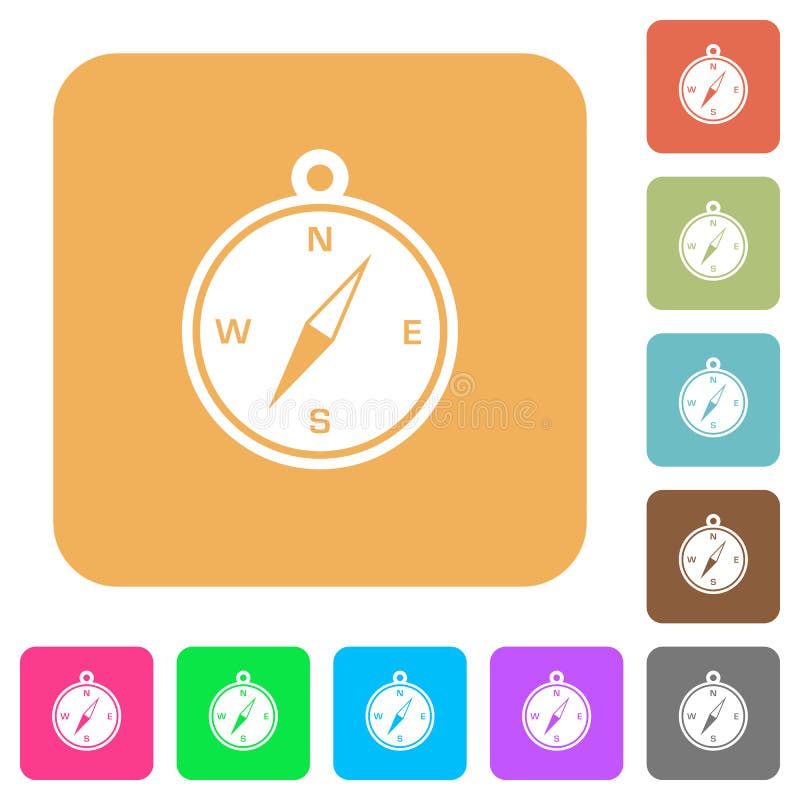 Compass Rounded Square Flat Icons Stock Vector - Illustration of ...