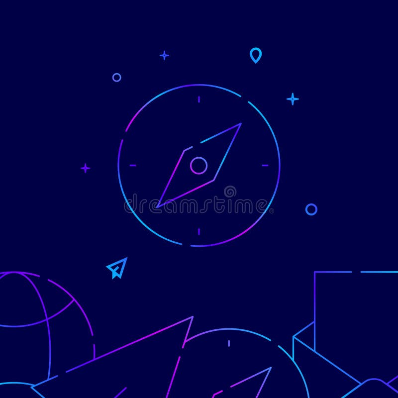 Compass, Route Gradient Line Icon, Vector Illustration Stock ...