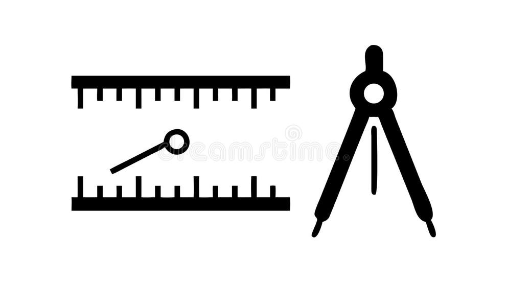 Compass and Ruler Geometry Tools Icon Math Drafting, Vector Design ...