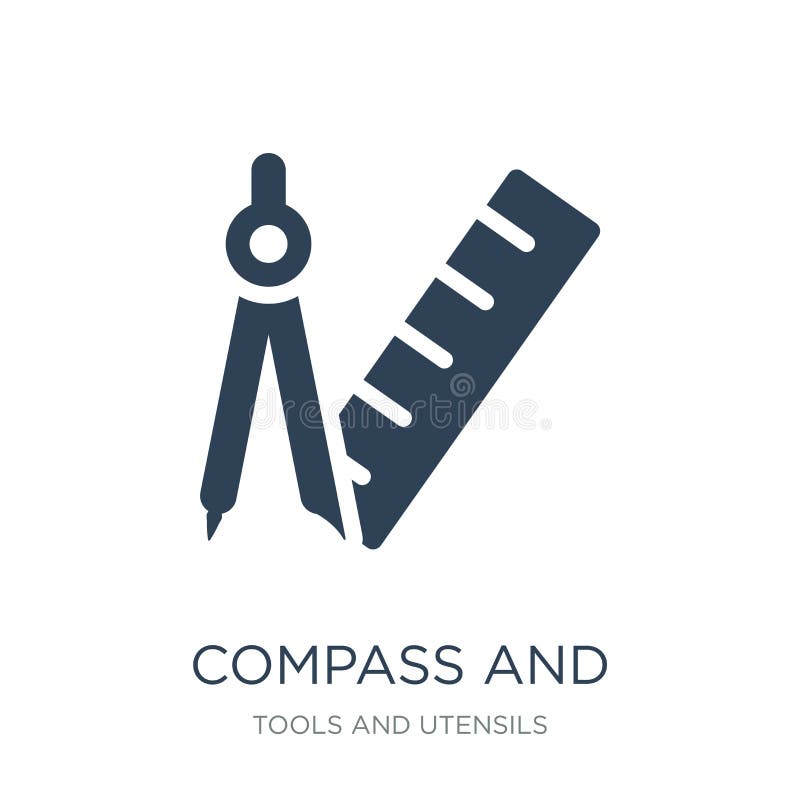 Compass and Ruler for Mathematics Icon in Trendy Design Style. Compass ...