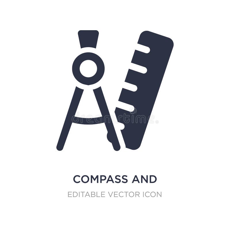 Compass and Ruler for Mathematics Icon on White Background. Simple ...