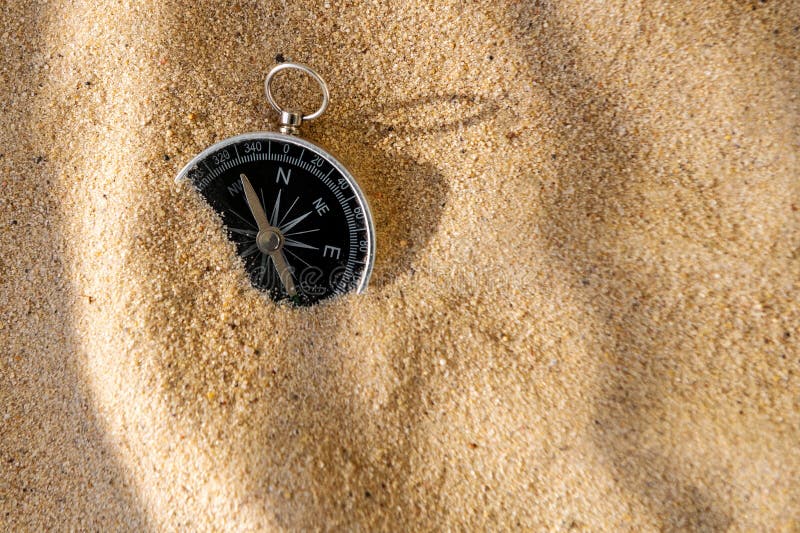Compass on the Sand at the Beach. Concept of Travel Stock Photo - Image ...