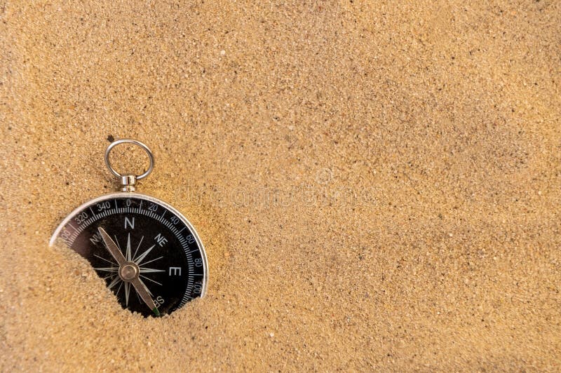Compass on the Sand at the Beach. Concept of Travel Stock Image - Image ...