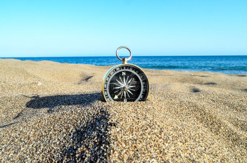 Compass on the Sand Beach stock illustration. Illustration of compass ...