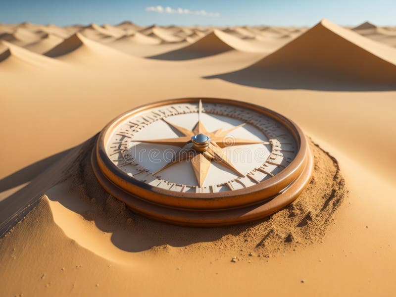 Compass on the Sand Dunes.generative AI Stock Illustration ...