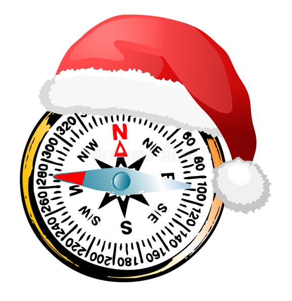 Compass in Santa s hat stock vector. Illustration of plan - 3567742