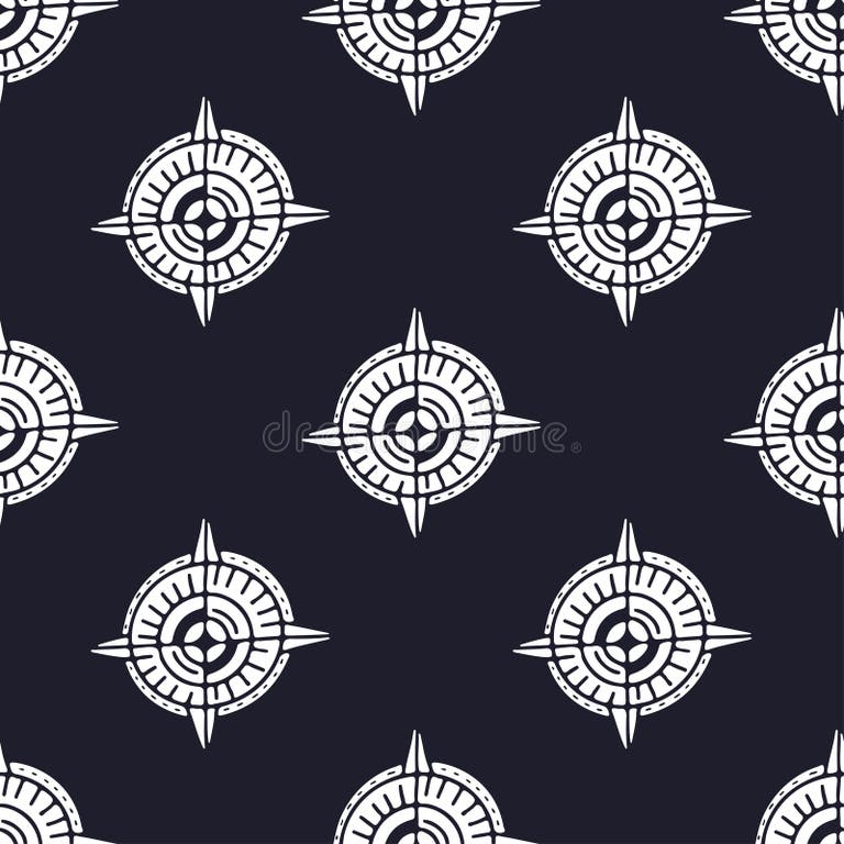 Compass Seamless Pattern. Minimalistic Textile Design. Nautical ...