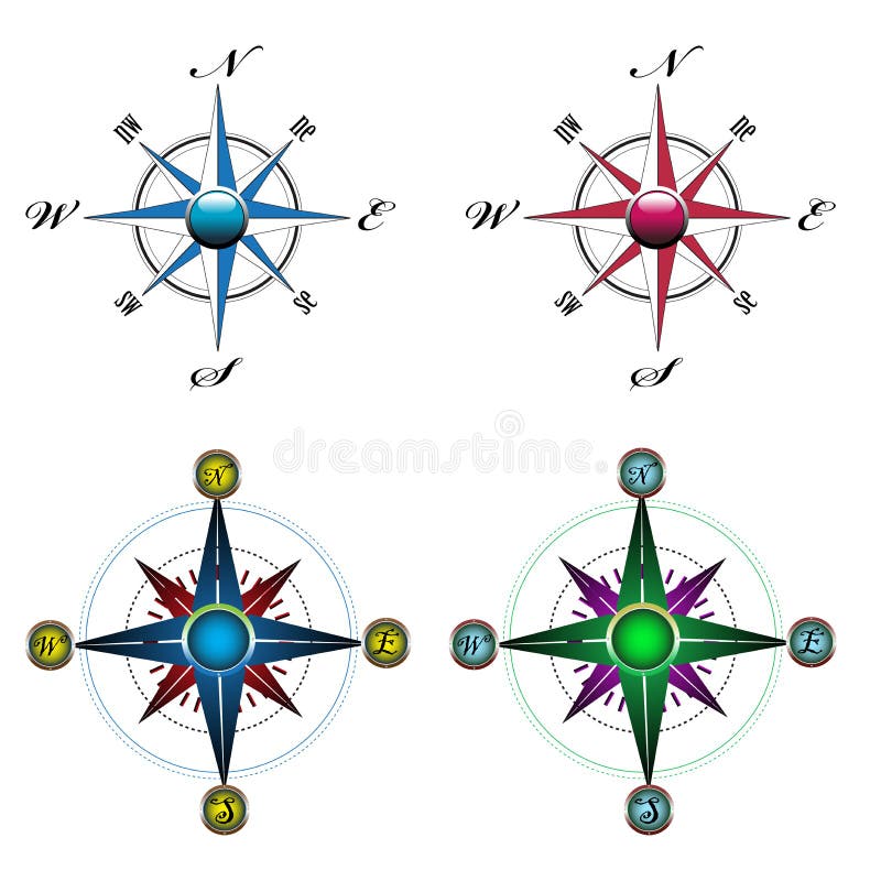 Set Illustration of Artistic Compass. Stock Vector - Illustration of ...