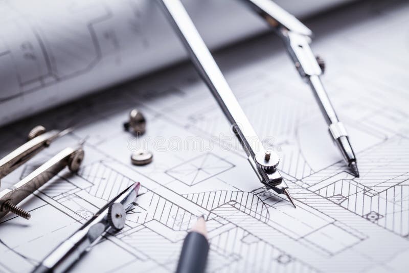 Compass and Several Drawing Tools Available in the Drawings Stock Image ...