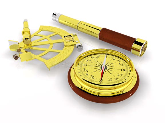 Compass, Sextant and Telescope Stock Image - Image of pointer ...