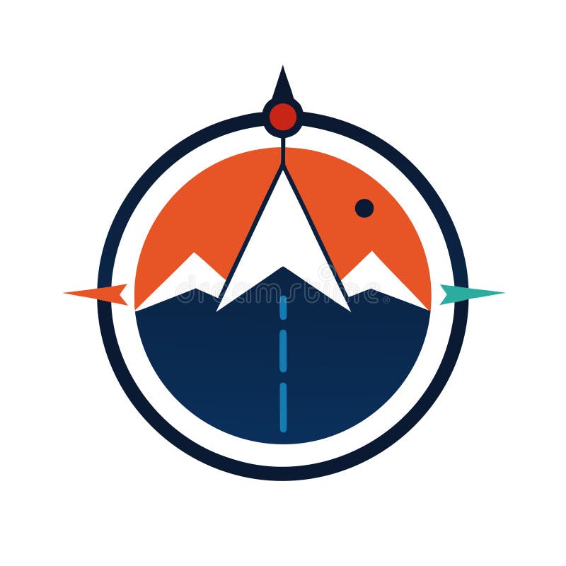 Compass Shaped Mountain with Flight Path Logo Stock Vector ...