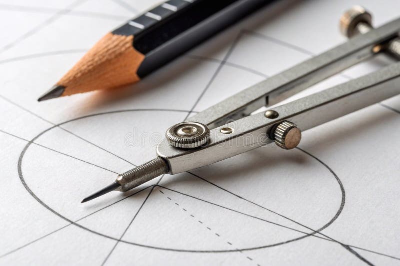 A Compass with a Sharp Metal Tip and a Lead that Draws a Circle on ...