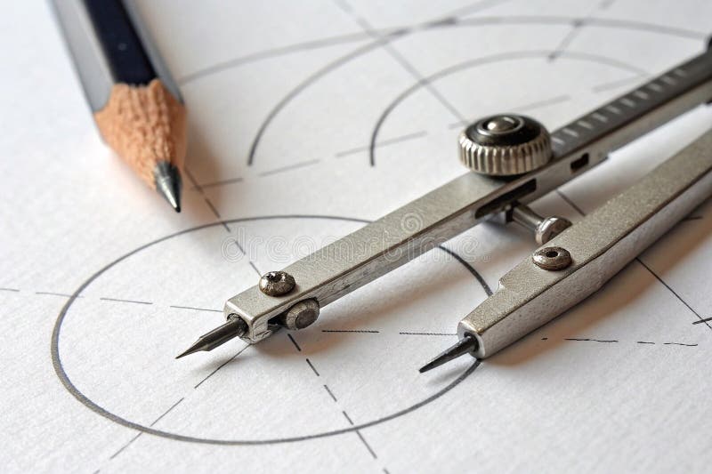 A Compass with a Sharp Metal Tip and a Lead that Draws a Circle on ...