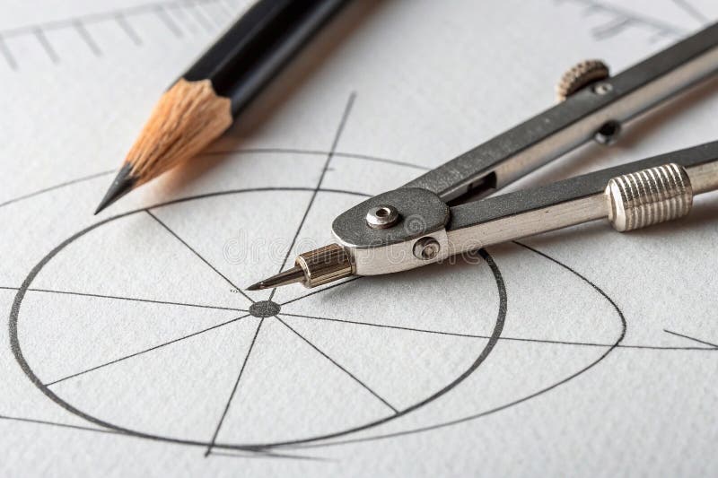 A Compass with a Sharp Metal Tip and a Lead that Draws a Circle on ...