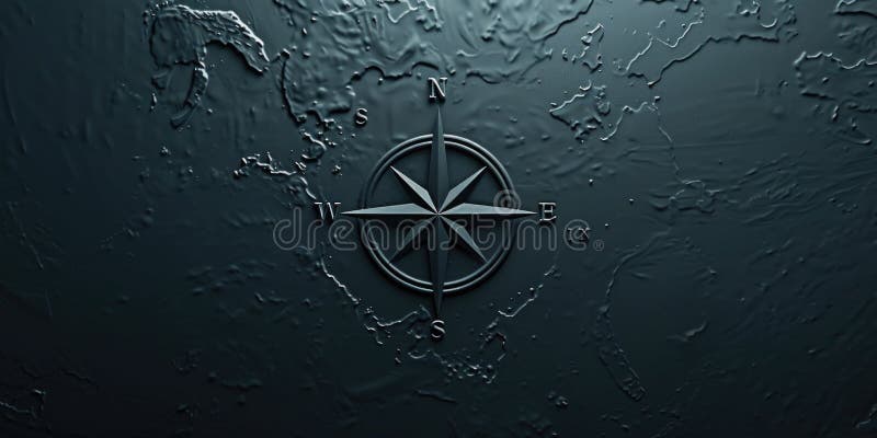 Compass is Shown on Dark Background Stock Illustration - Illustration ...