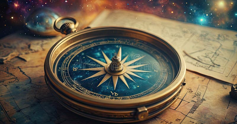 A Compass is Shown in the Image, with a Star on the Top of it. the ...