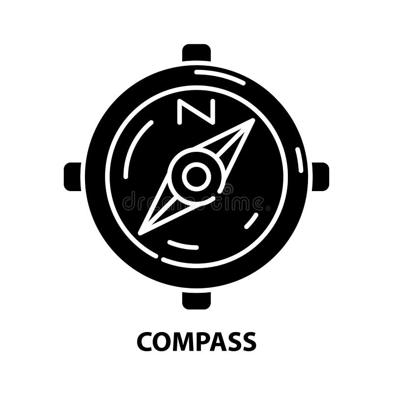 Compass Sign Icon, Black Vector Sign with Editable Strokes, Concept ...